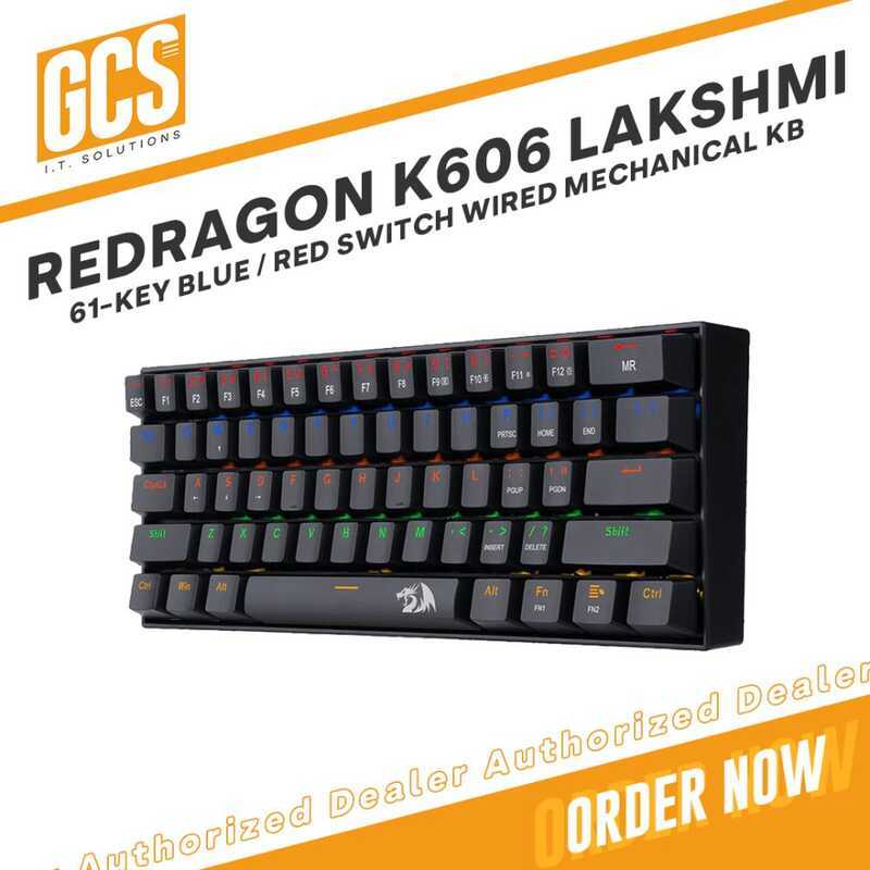 Redragon K606 Lakshmi 61-Key Black Hotswappable Mechanical Keyboard Red ...