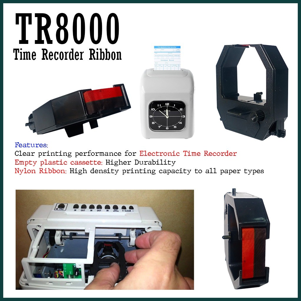 100% ♡ Time Clock Ribbon Cartridge Red Black Ink Colors for Office ...