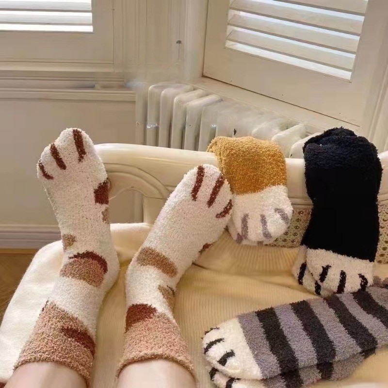 Plush Winter Funny Cute Style Animal Cat Paw Cartoon Pattern Women ...