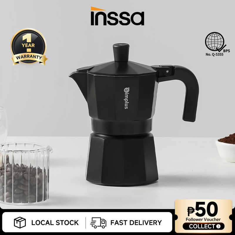 Inssa X Simplus Moka Pot Dual-Valve Pressurized Extraction Rich Crema Intalian Espresso Coffee ...