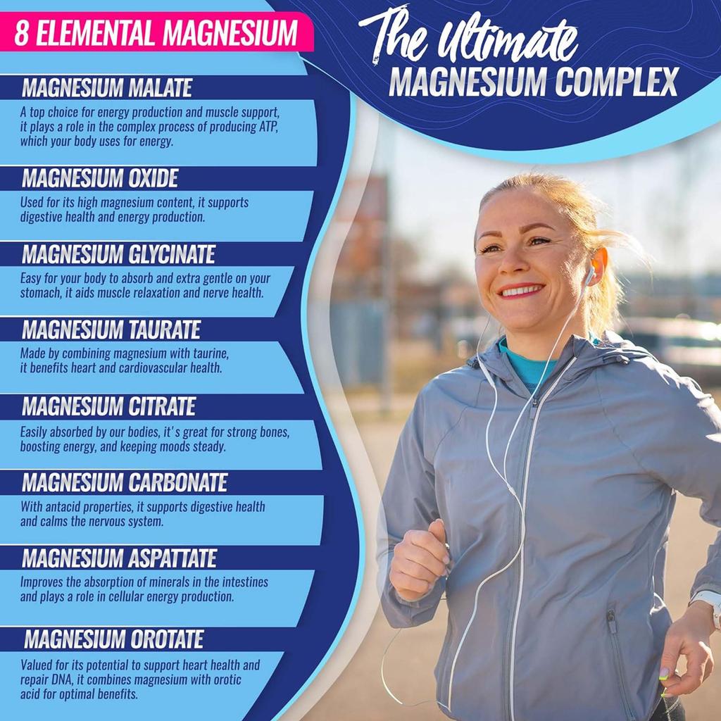 Buporai Magnesium Complex, 8 Elements Magnesium, 1000 mg, Non-GMO ...