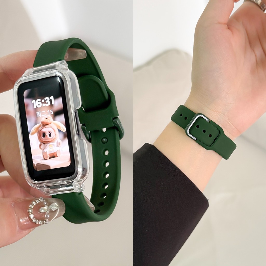 Transparent Case + Silicone Strap for Huawei Band 8 9 10 NFC Soft Watch ...