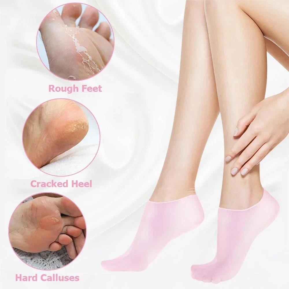 1Pairs Silicone Moisturizing Socks Anti Cracking Moisturizing Gel Socks Spa Skin Sole Protector ...