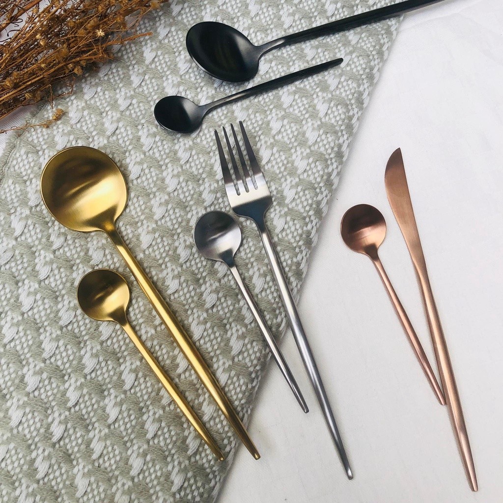 Audrey 4 pcs Matte Polish Cutlery Set ( Spoon, Fork, Knife & Teaspoon ...