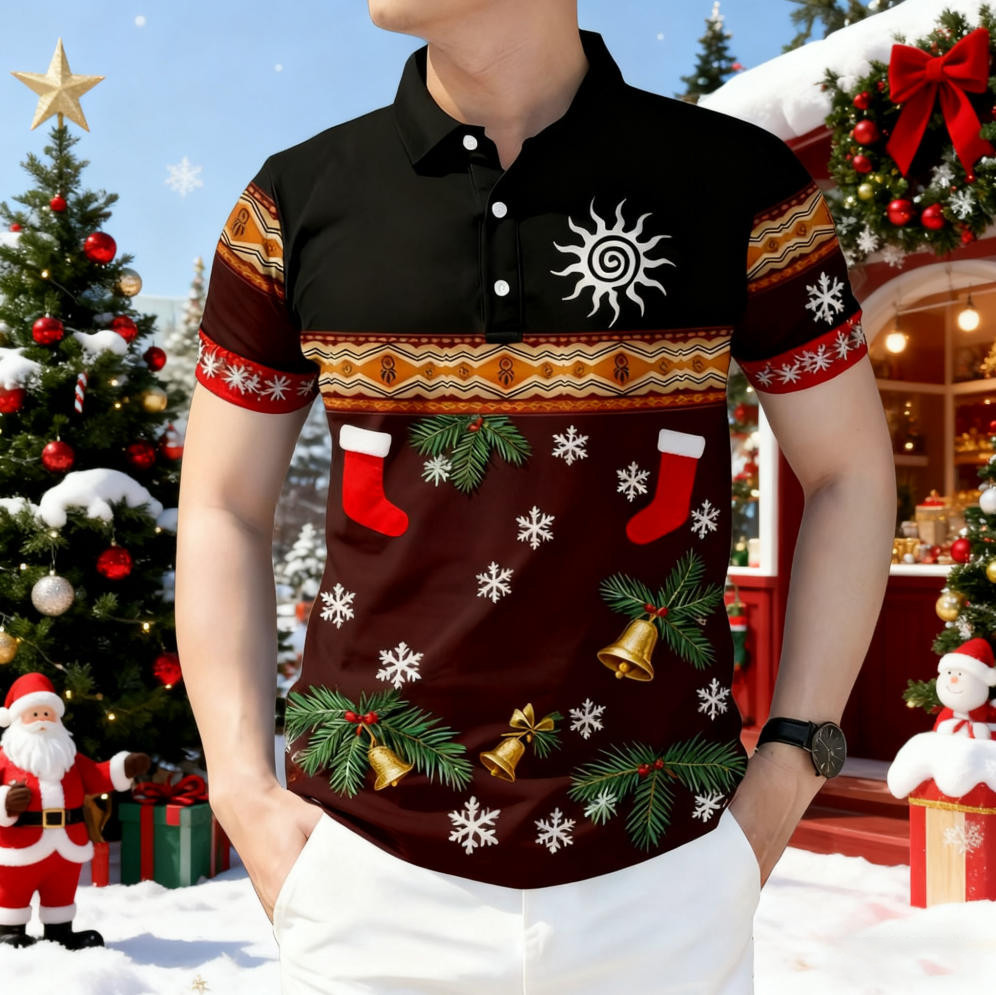 2026 Men'S Christmas Polo Shirt Outfit Ethnic Style Modern Barong Shirt ...