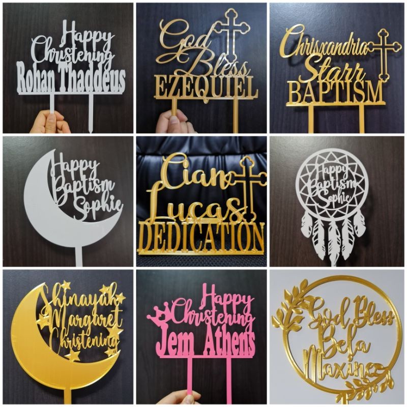 Happy Christening Baptism Dedication God Bless Cake Topper | Shopee ...