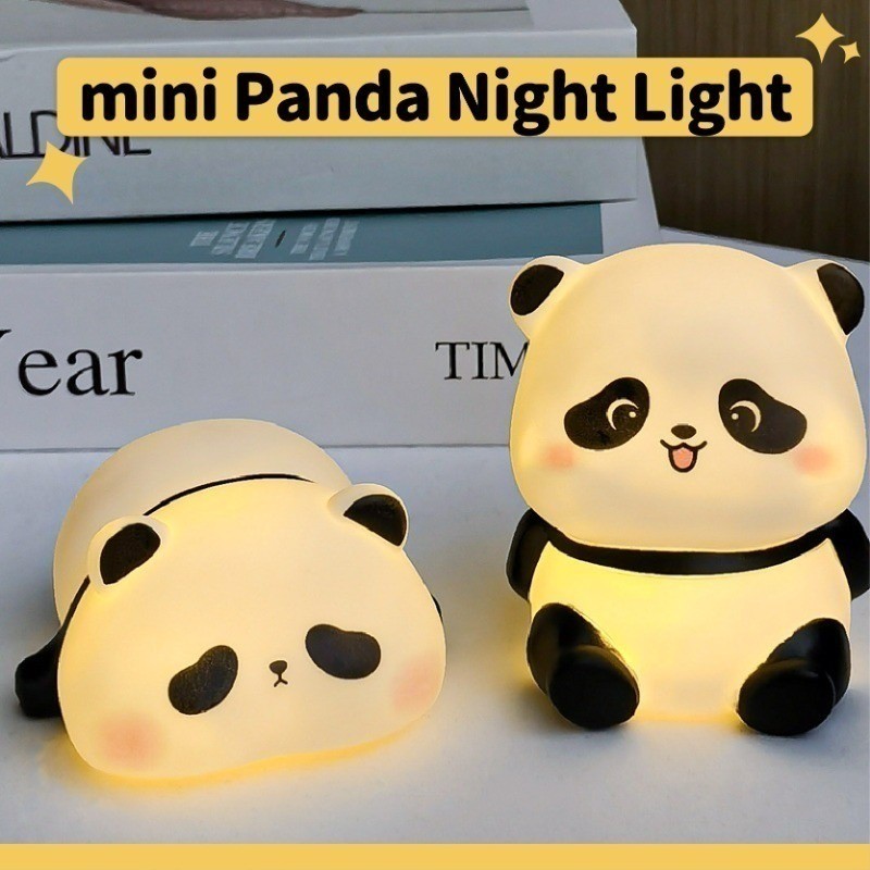 Cartoon Panda Night Lamp Warm White Lights Bedroom Desktop Ornament ...