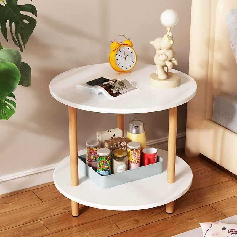 Tea table small round table bedroom double layered small round table ...