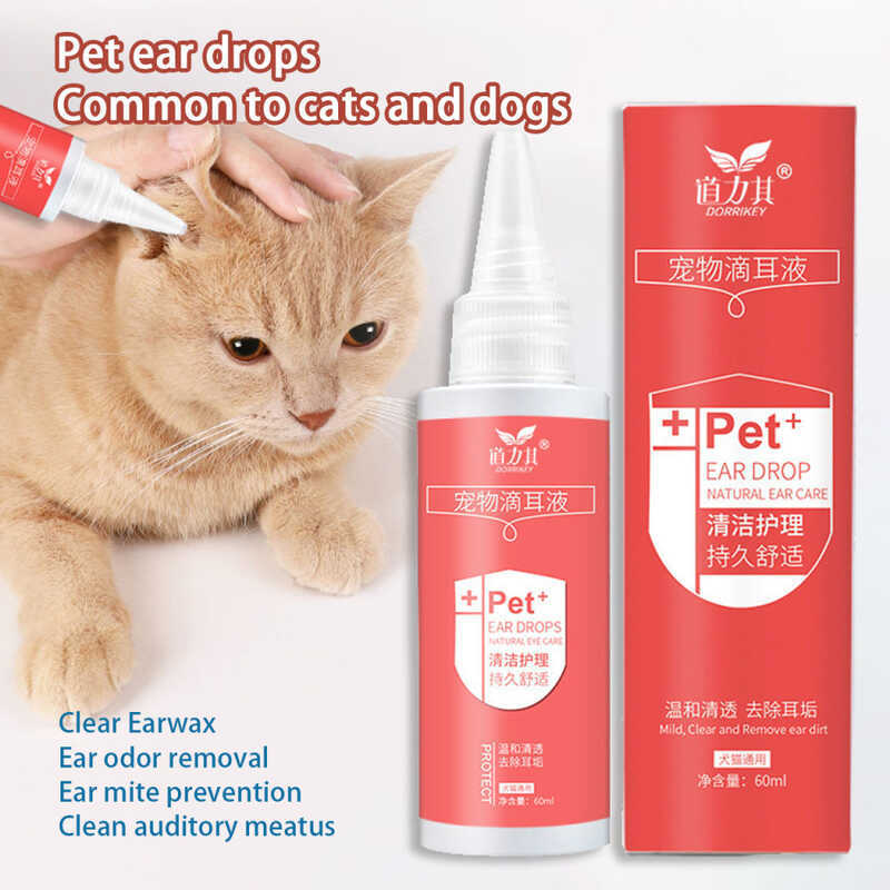 Pets Ear Cleaner Drops Mites Odor Removal Dog Cat 60Ml For All Breeds ...