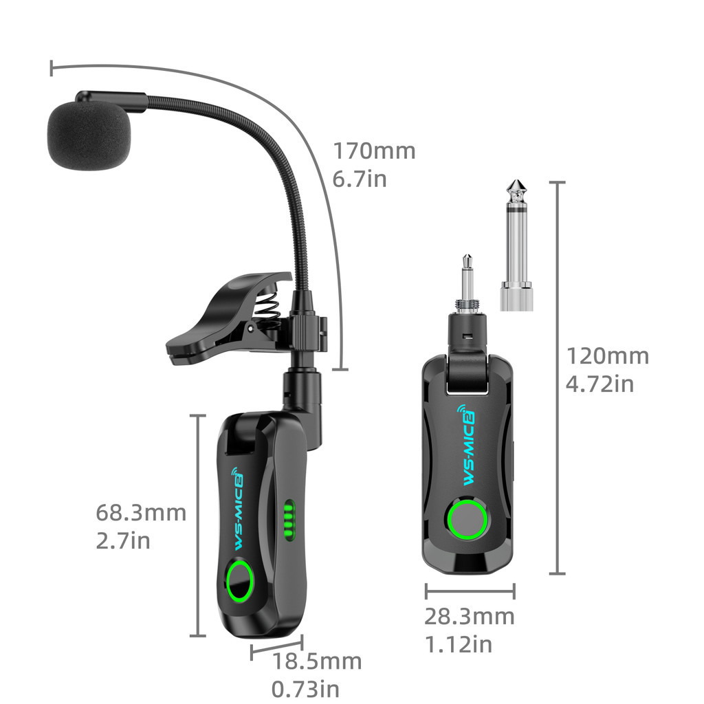 NEW WS-MIC2 2.4G Clip-On Instrument Mic Wireless Saxophone Microphone ...
