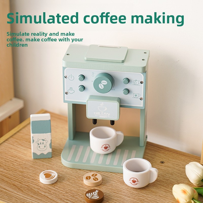 Wooden Kids Fake Coffee Machine Toy For Ages 3 To 6 Imaginative Play ...