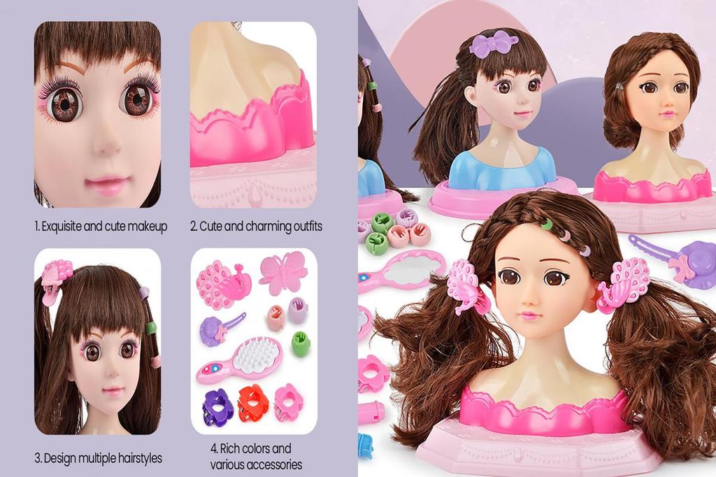 [TS] Kids Doll Head Hair Styling Hair Styling Head Toy Girls Hair ...