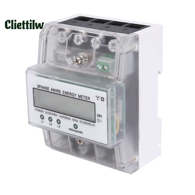 3 Phase 4 Wire Energy Meter 220/380V 20-80A Energy Consumption KWh ...