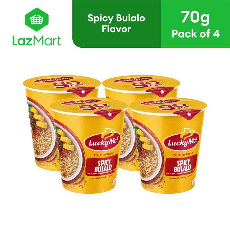 Lucky Me Go Cup Instant Noodles Soup Spicy Bulalo 70G - Pack Of 4 3 ...