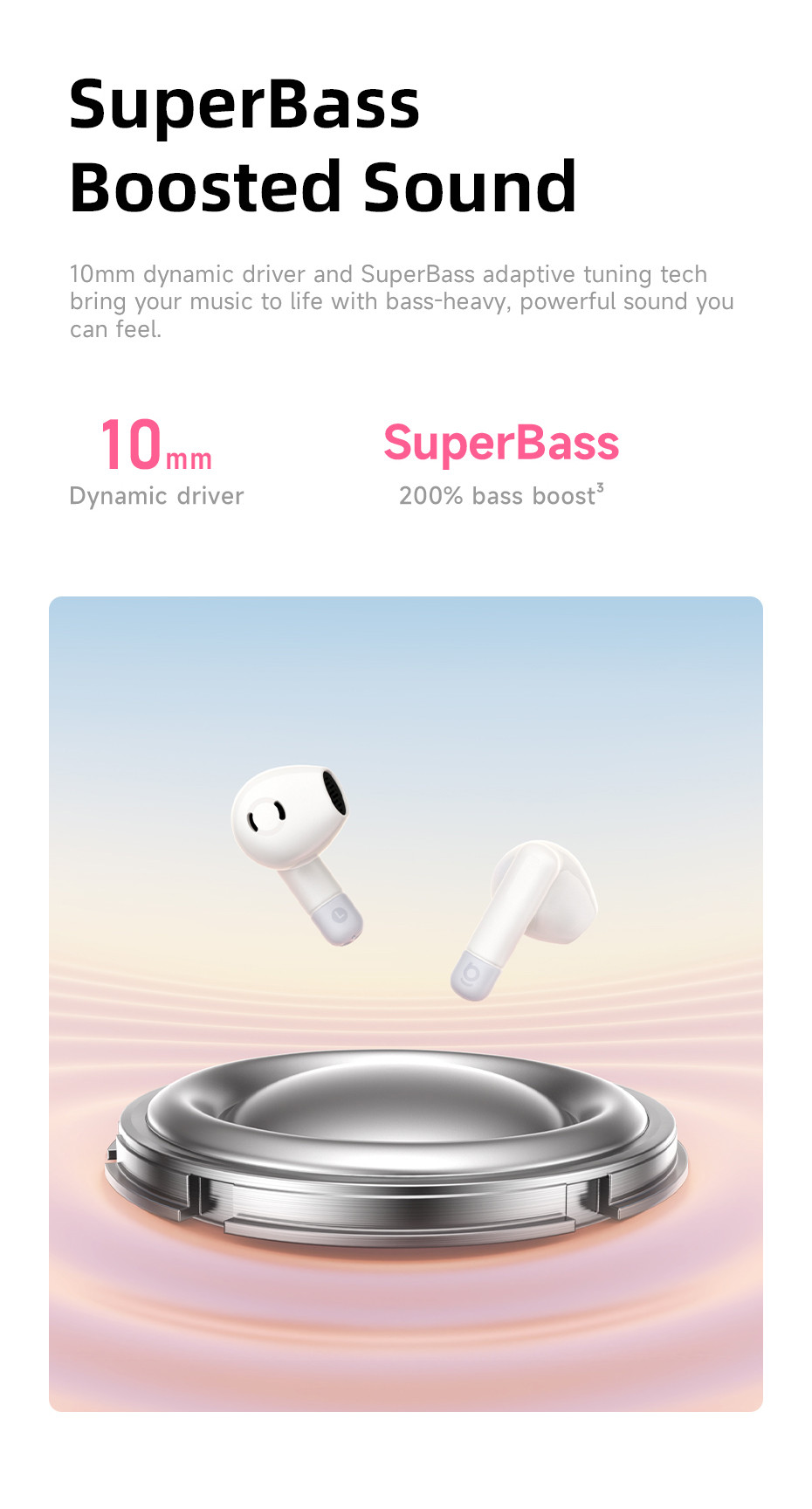 Baseus Bass BS2 Lite Wireless Earbuds 40h Playtime Semi-in-Ear ...