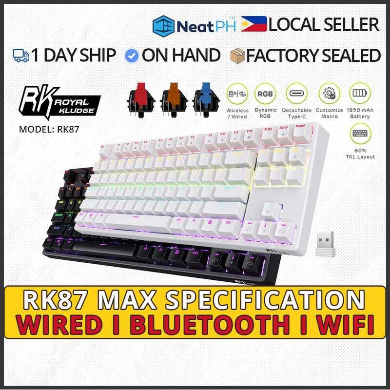 RK ROYAL KLUDGE Rk87 RGB 80% Mechanical Trimode Wireless Bluetooth TKL ...
