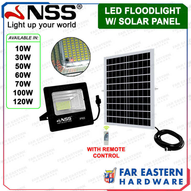 NSS LED Floodlight W/ Solar Panel 10W | 30W 50W 60W 70W 100W 120W Flood ...