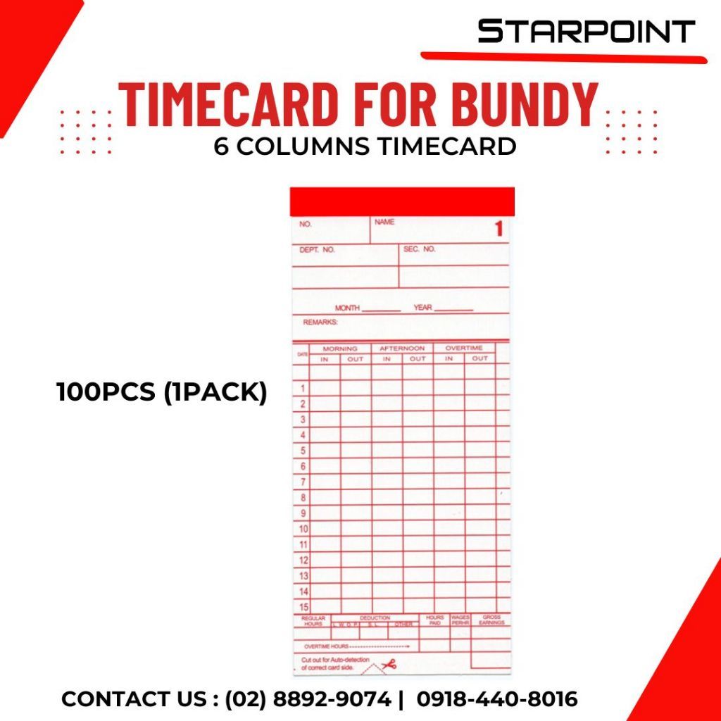 TIMECARD FOR BUNDY CLOCK , YOKATTA TIMECARD 6 COLUMNS | Shopee Philippines