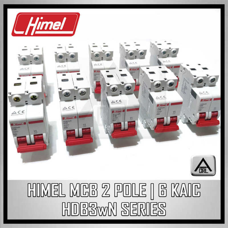 7B HIMEL MINIATURE CIRCUIT BREAKER Hdb3wn | 6 KAIC 2 POLE 2A To 63A VAT ...