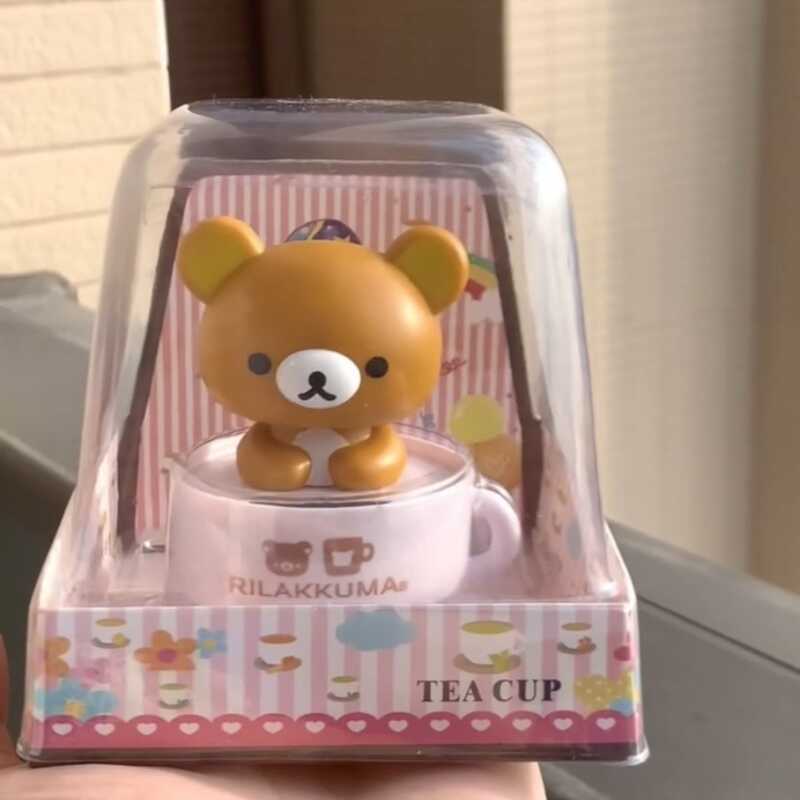 Rilakkuma Nodding Figurine Cute Creative Decoration Coffee Cup Doll Toy ...