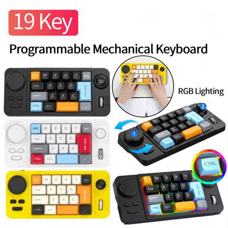 19 Key Programmable Mechanical Keyboard RGB Backlit Mini Joystick ...