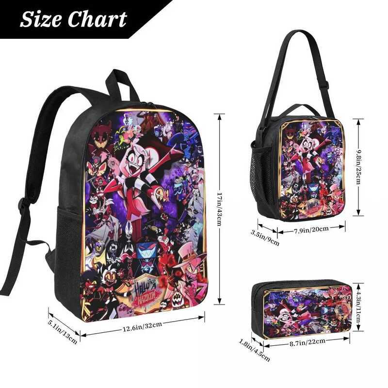 Hazbines 3Pcs Hoteles Alastor Vox 2 Backpack Set For Kids Pencil Boxes ...