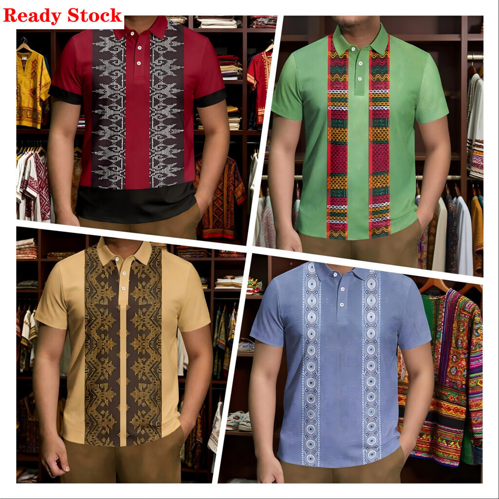 Product image 2026 Men's Casual Polo Shirt Tribal Geometric Diamond ...