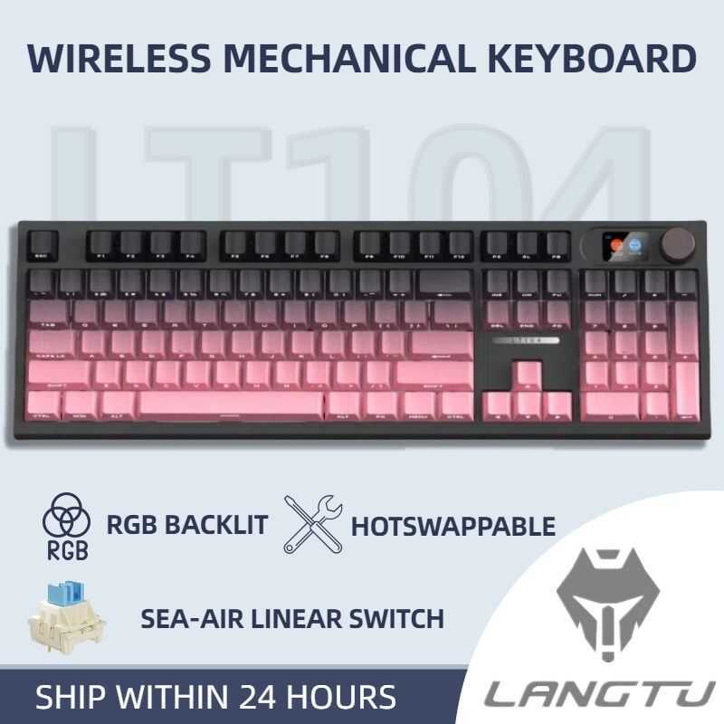 LANGTU Upgrade Side Lettering PBT Keycaps Lt104 3Mode Wireless Gaming ...