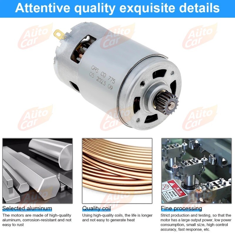 RS550 18V DC Electric Drill Motor 16 Teeth Metal Gear Motor FFit for ...