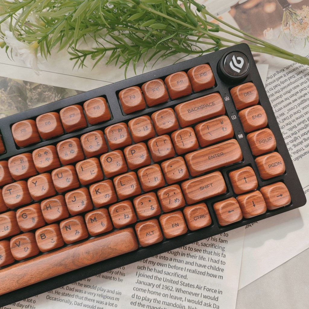 Walnut Wood MOA Profile Retro Keycaps Five Sides Dye-Sublimation PBT ...