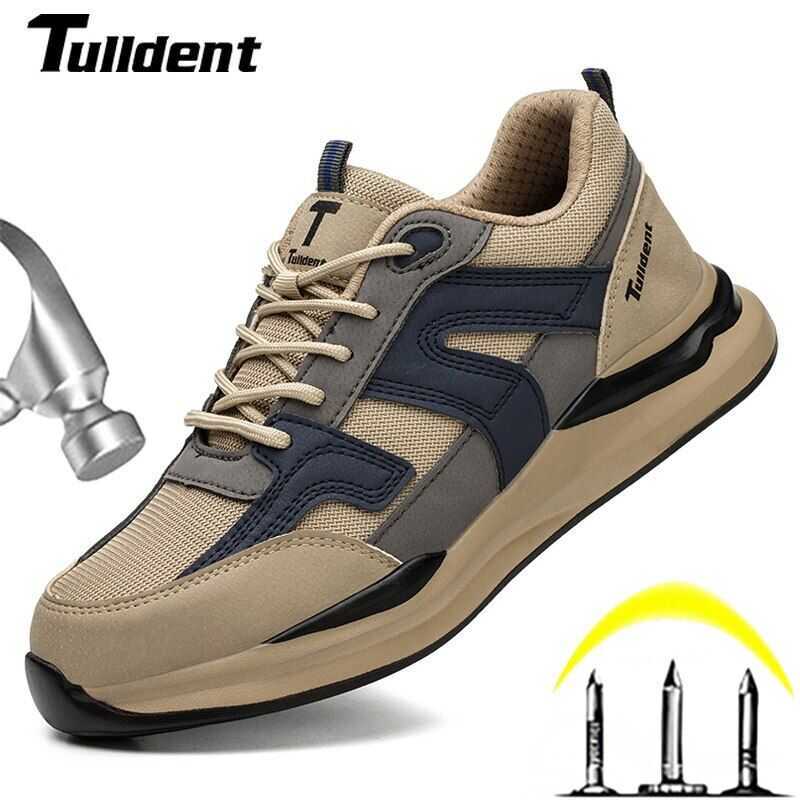 COD Safety Shoes Men With Steel Toe Cap Anti-Smash Work Sneakers Light ...