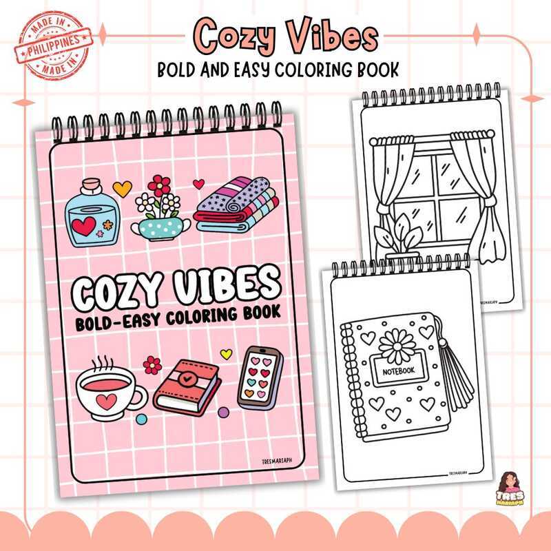 Teen Cozy Vibes Adult Coloring Book – 50 Pages, Jumbo A4 / Booklet A5 ...