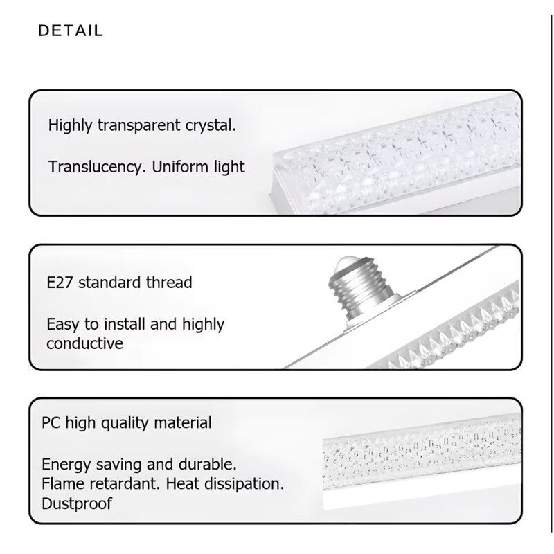 LED Strip Bulb Super Bright E27 Screw Ceiling Lamp Household High Power Brightness Long Crystal ...