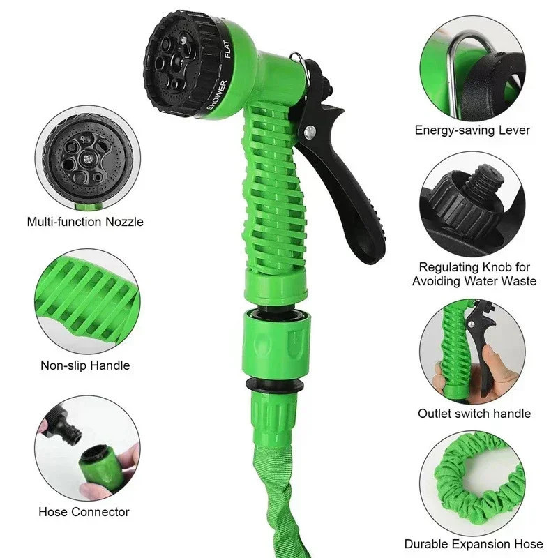 7 Spray Pattern Adjustable High Pressure Water Pipe Nozzle Garden Hose ...