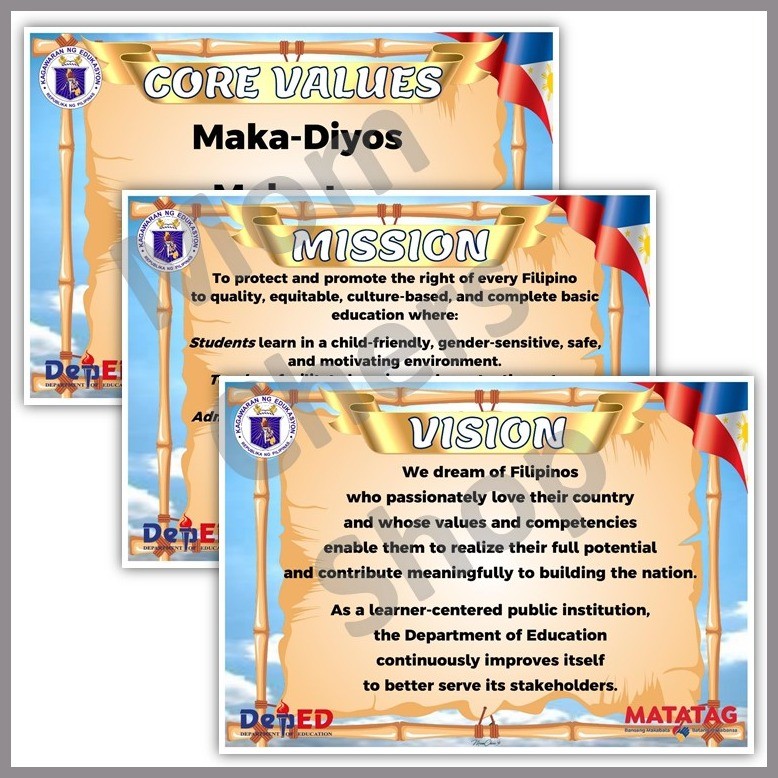 ∏ Laminated Wall Poster Decor DEPED MISSION VISION CORE VALUES | Shopee ...