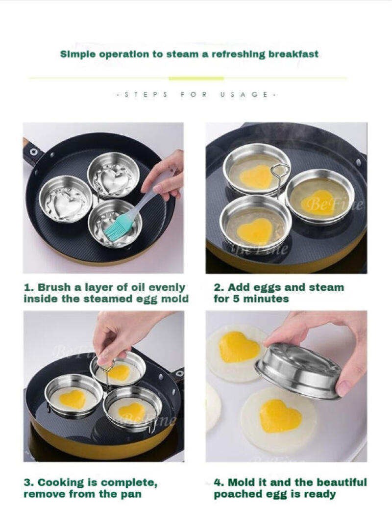 304 Stainless Steel Egg Steamer Breakfast Egg Cooker Mold 3-in-1 ...