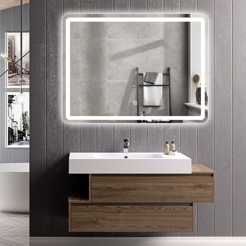 Bathroom Mirror Wall Decor Smart Tricolor Dimming Cr Toilet Mirror With ...