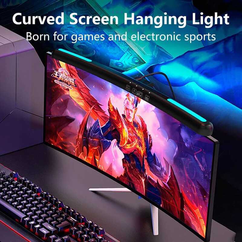 Yy LED Desk Lamp USB Hanging Curved Screen Monitor Light Bar RGB ...