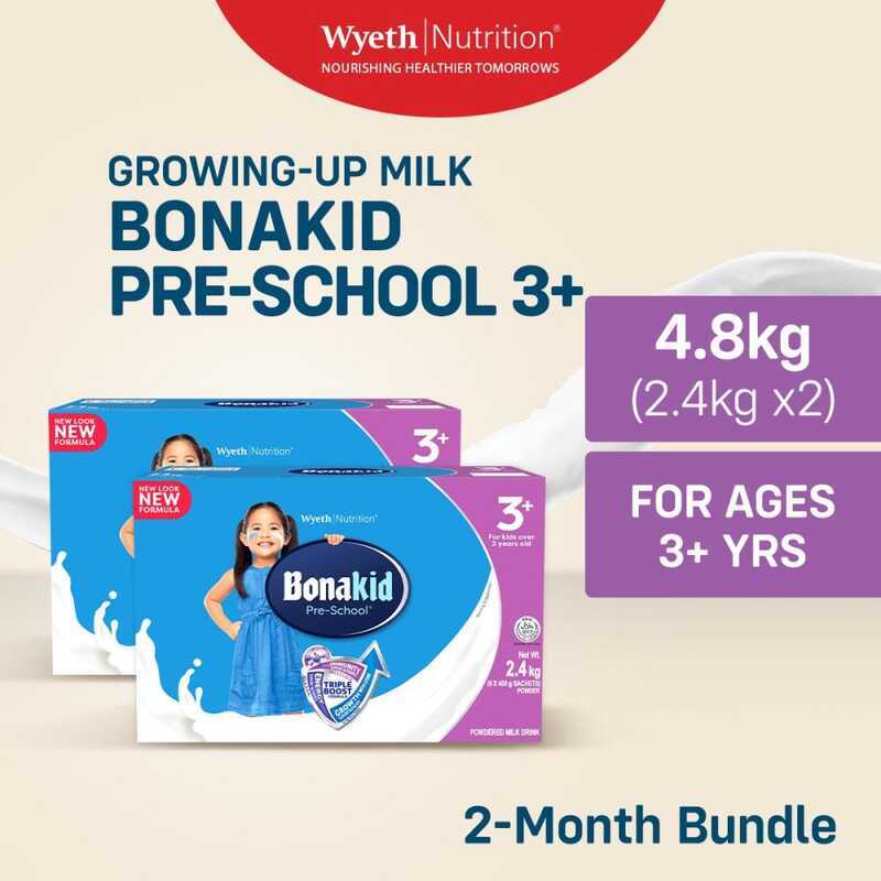 BONAKID Pre-School 3+ Powdered Milk Drink For Children Over 3 Years Old 4.8Kg (2.4Kg - Pack Of 2 ...