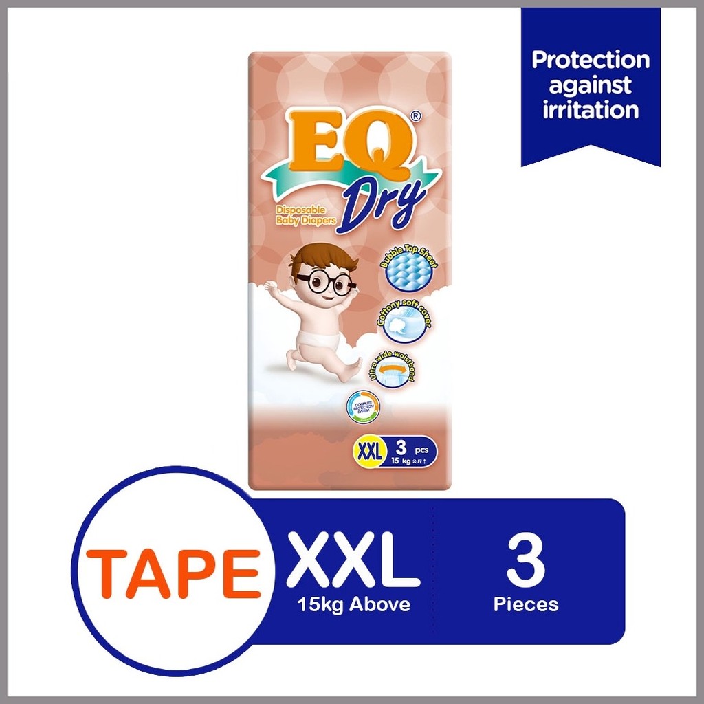EQ Dry Mini Pack XXL 3's - Tape Baby Diapers | Shopee Philippines