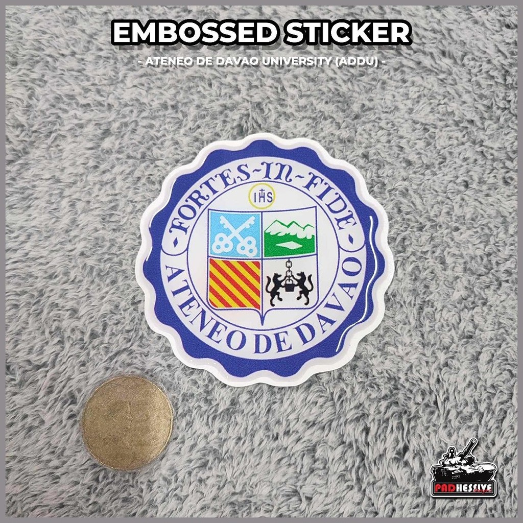 ADDU Ateneo De Davao University EMBOSSED STICKER PADHESSIVE | Shopee ...