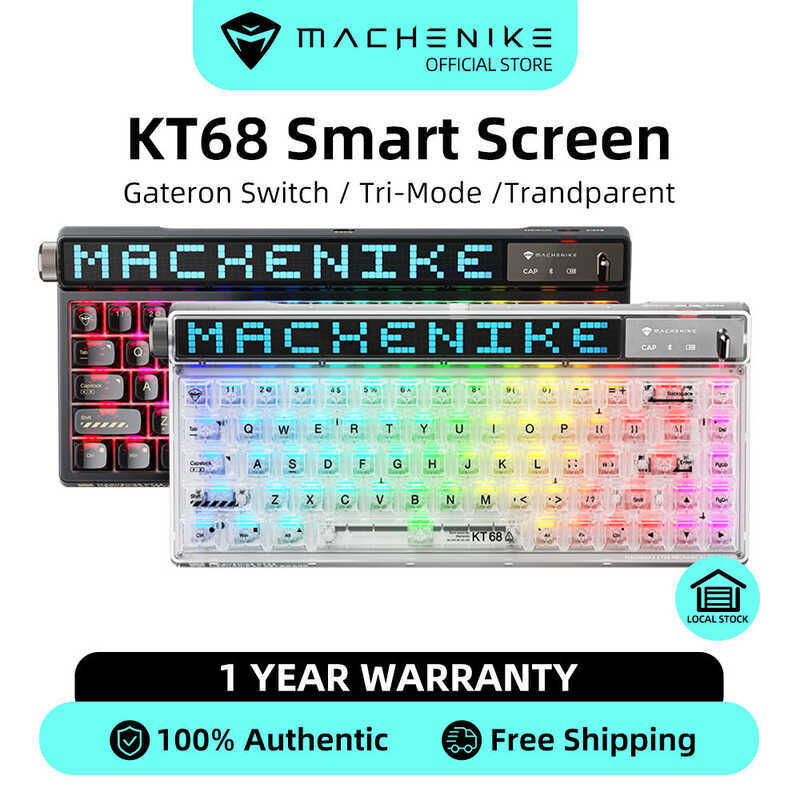 Machenike Kt68 Pro Smart Screen Transparent Mechanical Keyboard 65% ...