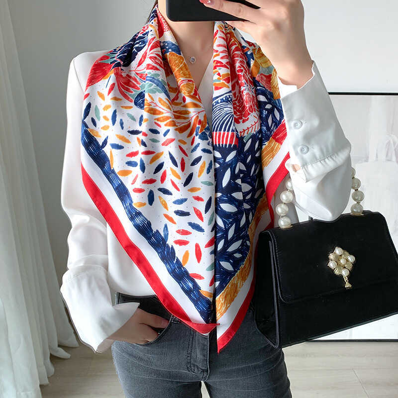 New European ⭐Aa And American Style 90Cm Twill Silk Scarf Large Square ...