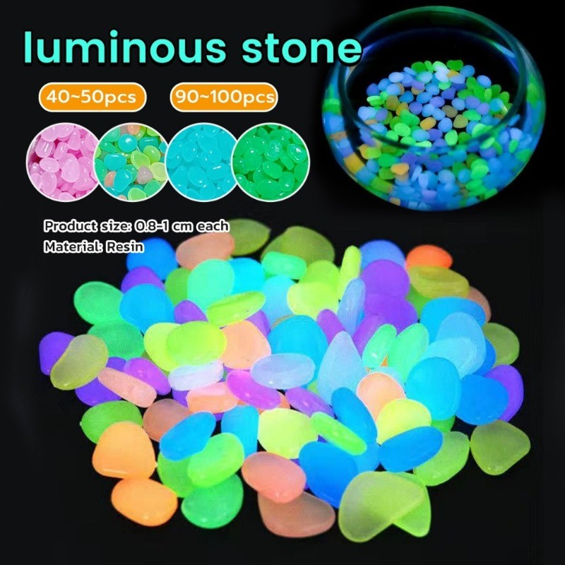 100Pcs Luminous Stones Fish Tank Aquarium Ornament Glow in The Dark ...