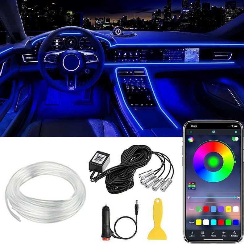 Car led Ambient Light RGB 160,000 Colors Optical Fiber Ambient Light ...