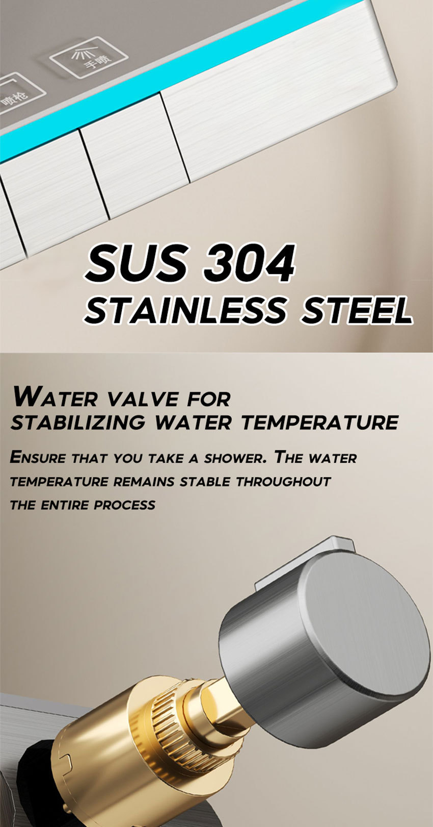 304 Stainless Steel 4 in 1 Shower Set Hot and Cold High Pressure Shower ...