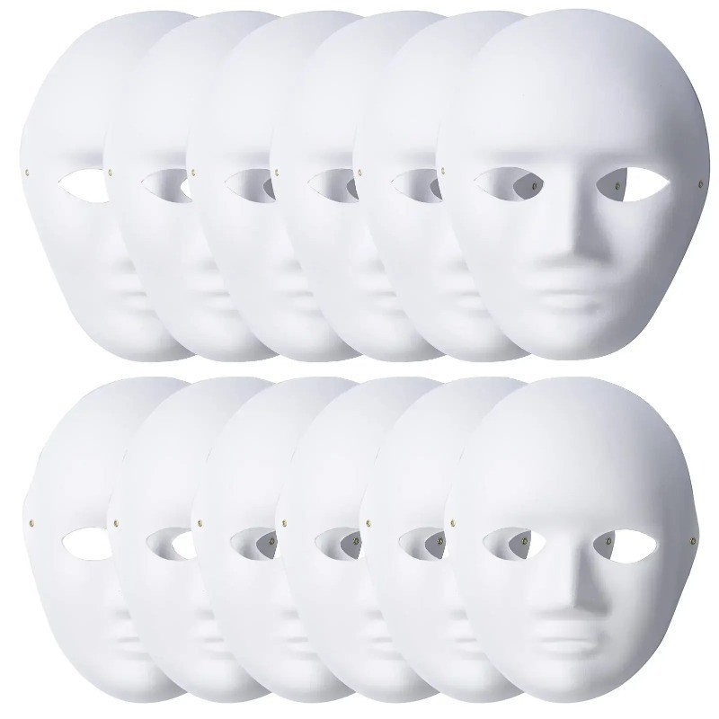 DIY White Plain Paper Full Face Mask - Opera Masquerade Children ...