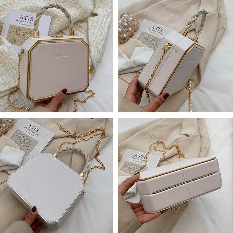 【Bagin-PH20】COD Parisian Chic Valentine Bag: Korean Box Bag with Gold ...