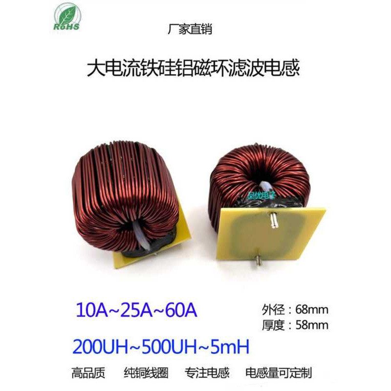 Silicon Iron Aluminum Magnetic Ring Inductor PFC Filter 200uH 60A High ...