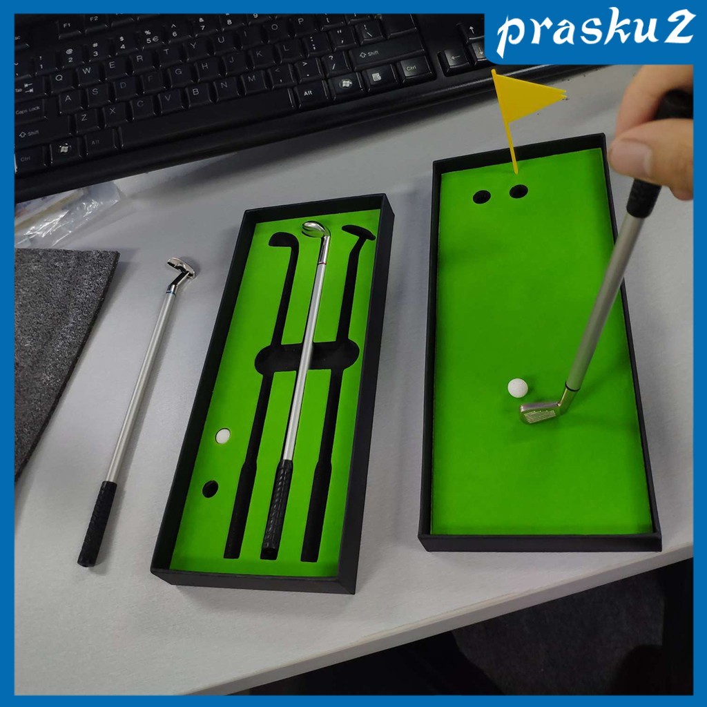 Golf Pen Set Mini Desktop Golf Ball Pen Gift Set with Putting Green ...